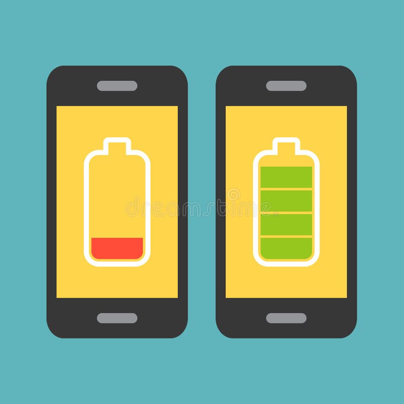 Mobile Phone with Empty Battery Sign and Mobile Phone with Full Stock ...