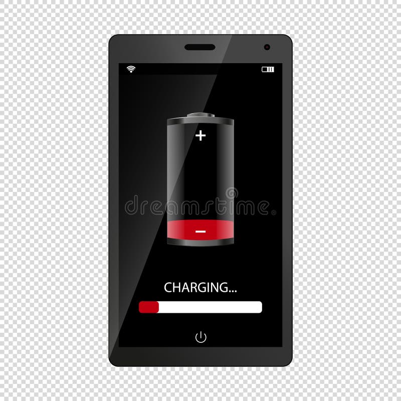 Mobile Phone with Empty Battery Sign on Screen - Vector Illustration ...
