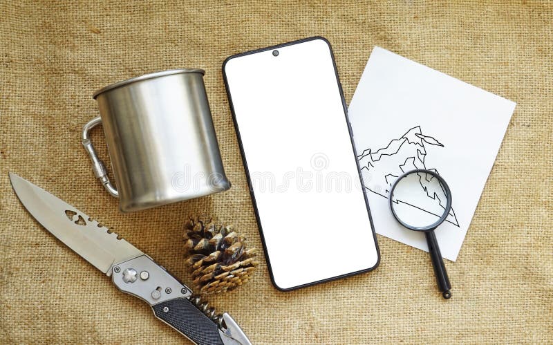 Mobile Phone with Empty Screen Mock Up, Travel, Tourism, Technology and ...