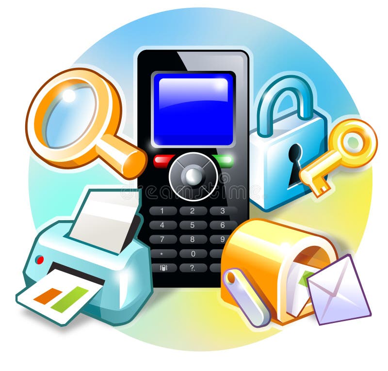 Mobile phone features stock illustration. Illustration of activity ...