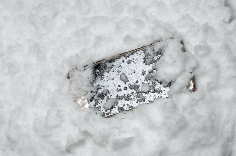 Lost Cell Phone is in the Snow Stock Photo - Image of mobile, forgotten ...
