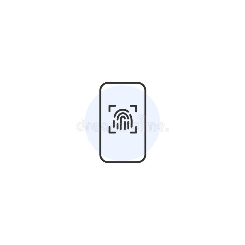 Mobile Phone Fingerprint Biometric Line Icon. Thumbprint Unique ...