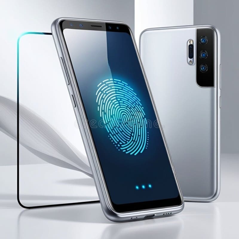Mobile Phone with Fingerprint Recognition Interface Stock Image - Image ...