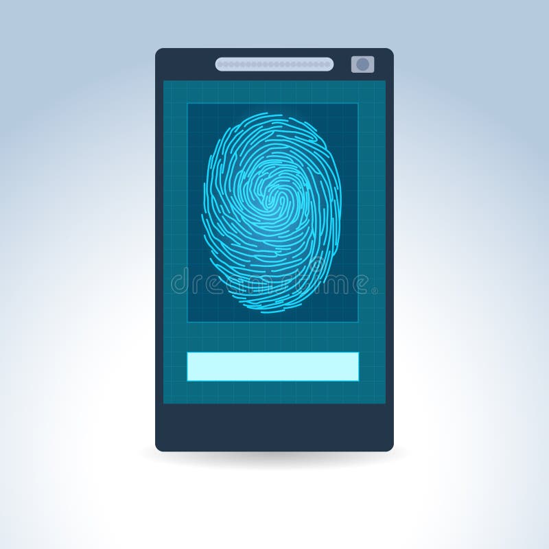 Mobile Phone with Fingerprint Scan Stock Vector - Illustration of ...