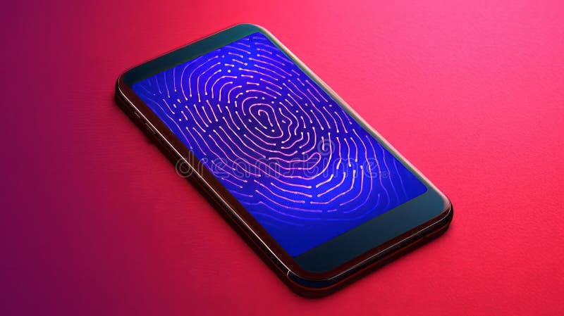 Mobile Phone with Fingerprint on Screen. Generative AI Stock ...