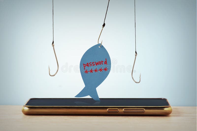 Mobile Phone and Fishing Hooks with Paper Note in the Shape of a Fish ...