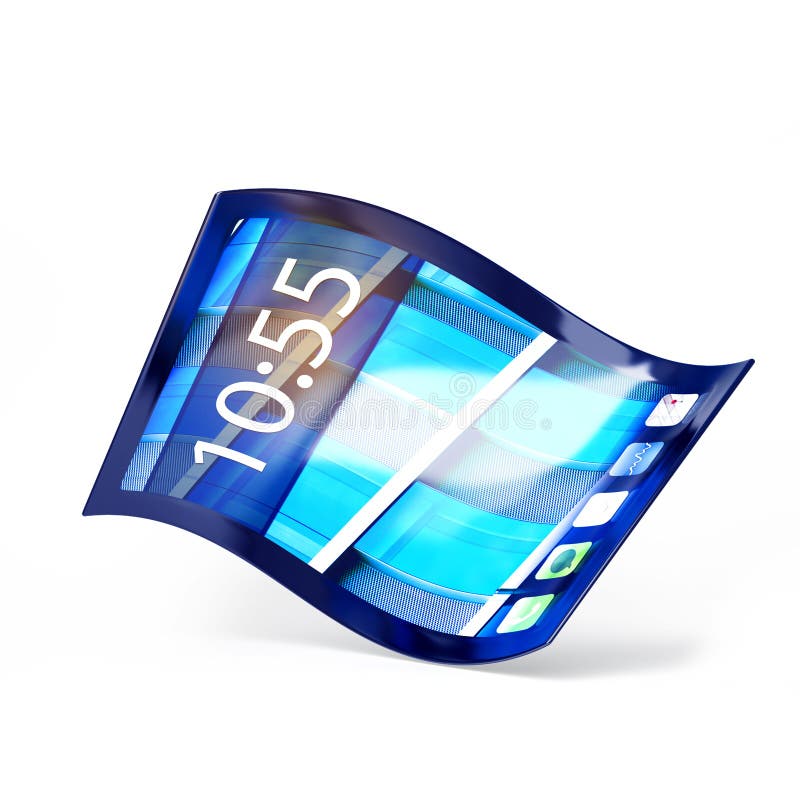 Mobile Phone with Flexible Screen Isolated on White Stock Illustration ...