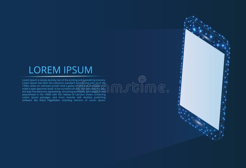 A Mobile Phone in the Form of Lines and Shapes with a Glowing Screen ...