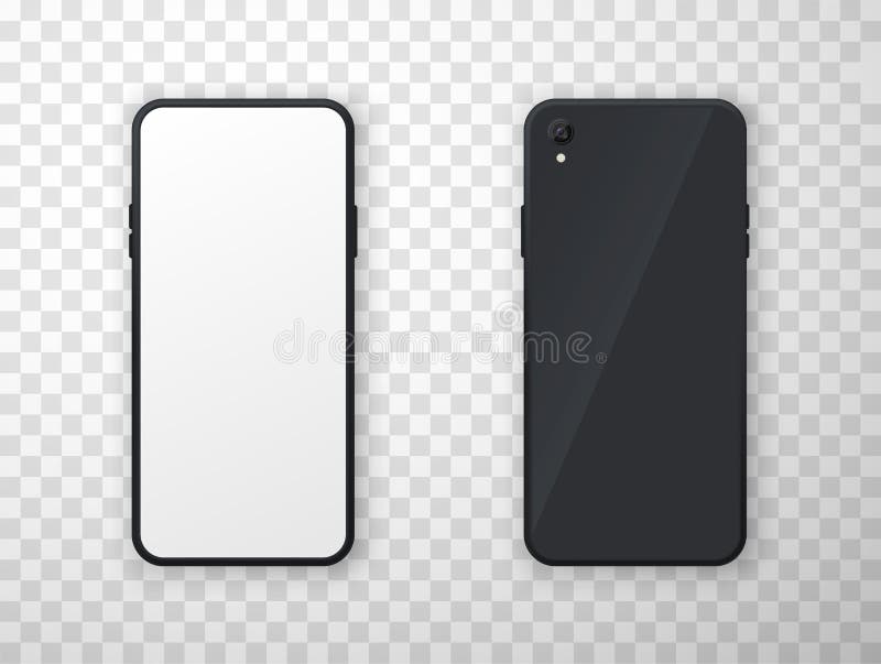 Mobile Phone Front and Back View Realistic Template. Frameless ...