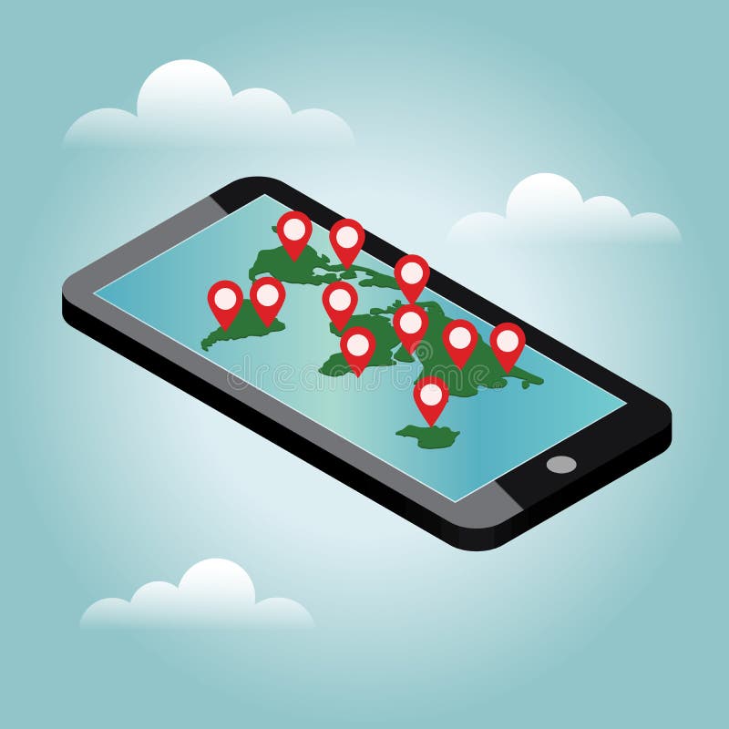 Mobile Phone Geo Location. Smartphone Gps Navigator Stock Vector ...