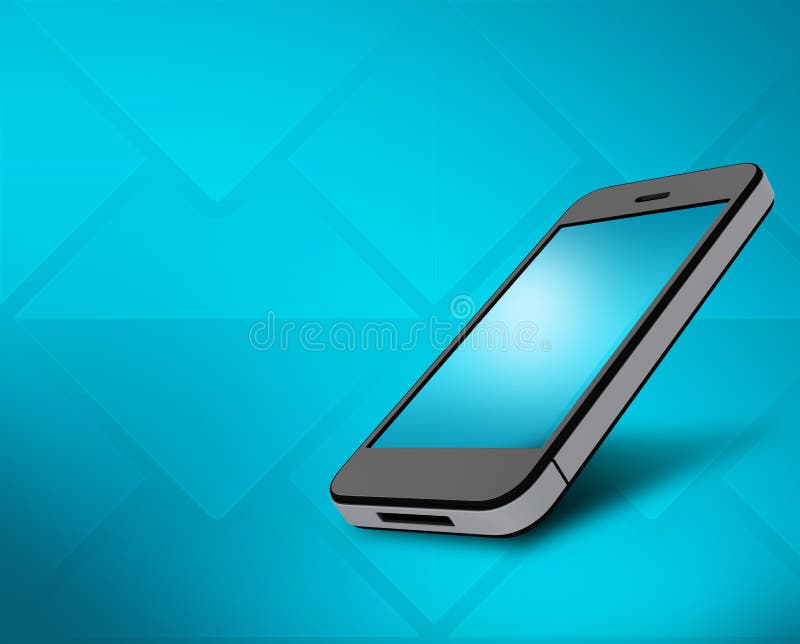 Mobile Phone with a Glossy Screen on Blue Stock Illustration ...