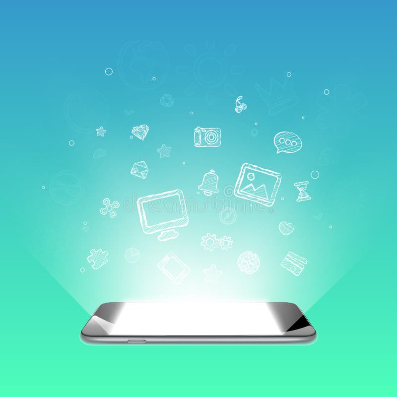 Black Mobile Phone Front View Stock Vector - Illustration of black ...