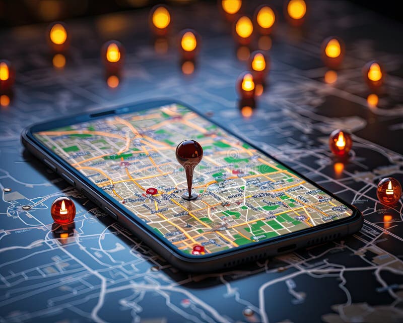 Mobile Phone with GPS Application. Stock Illustration - Illustration of ...