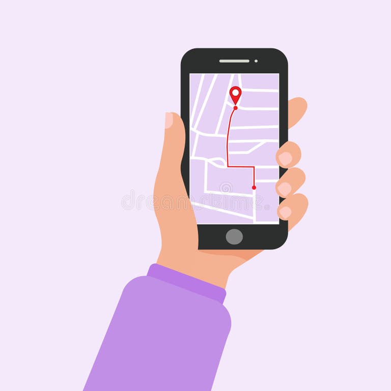 A Mobile Phone with a GPS Navigation Program. Street Map and Traffic ...