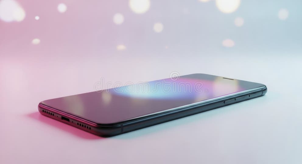 Mobile Phone on Gradient Background with Bokeh Stock Illustration ...