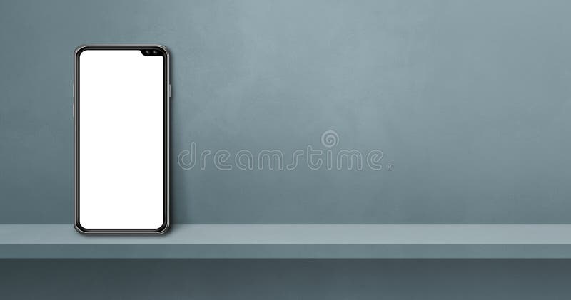 Mobile Phone on Grey Wall Shelf. Background Banner Stock Illustration ...