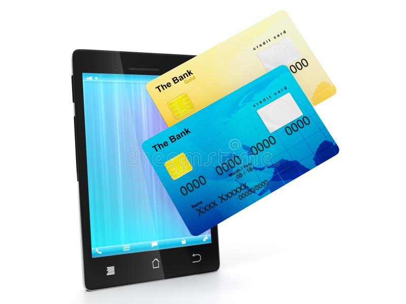 Mobile Phone and a Group of Credit Cards Stock Illustration ...
