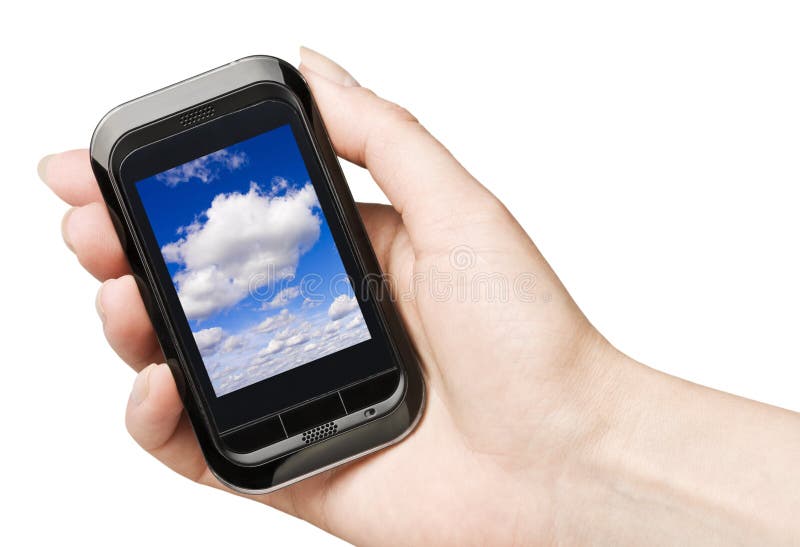 Mobile phone in a hand stock image. Image of data, connection - 18269783