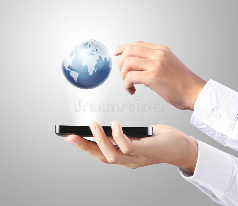 Mobile phone in hand stock illustration. Illustration of design - 26601876