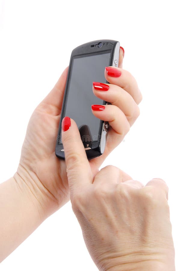 Mobile phone with hand stock image. Image of hand, button - 38061719