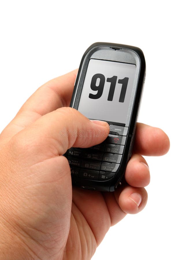 Hand Holding Cellphone with Emergency Number 911 Stock Photo - Image of ...