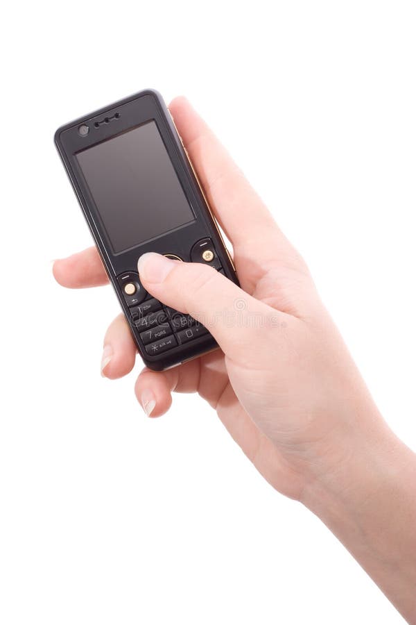 Mobile phone in hand stock photo. Image of business, reflection - 7027300