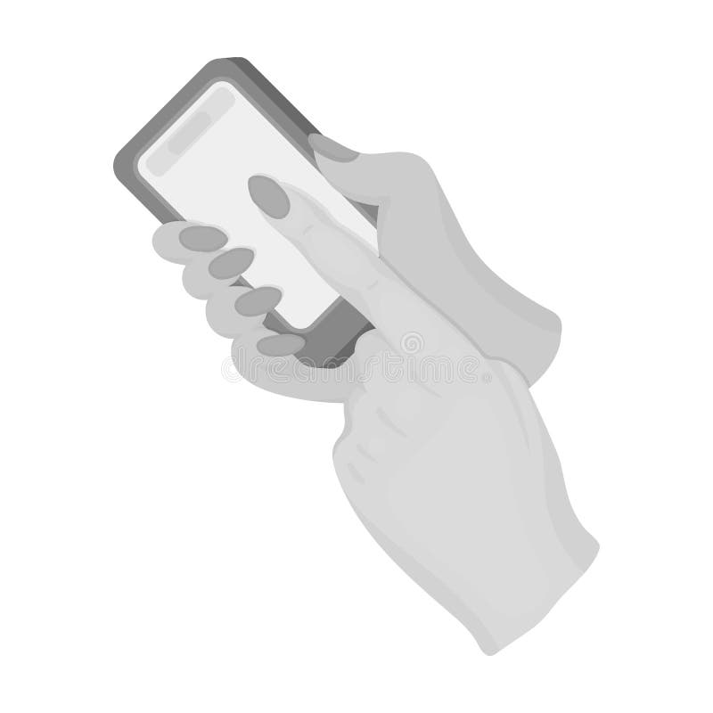 Mobile Phone in Hand. E-commerce Single Icon in Monochrome Style Vector ...