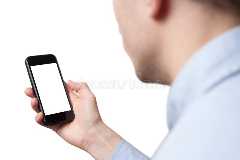 Mobile Phone in the Hand Isolated on White Background Stock Image ...