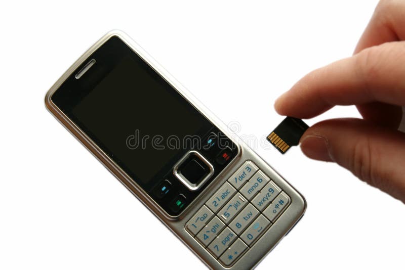 Mobile Phone and Hand with Memory Card Stock Image - Image of hand ...
