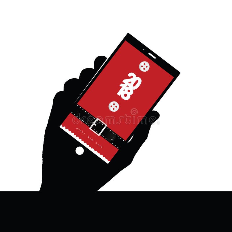 Mobile Phone with Happy New Year 2018 in Hand Illustration Stock Vector ...