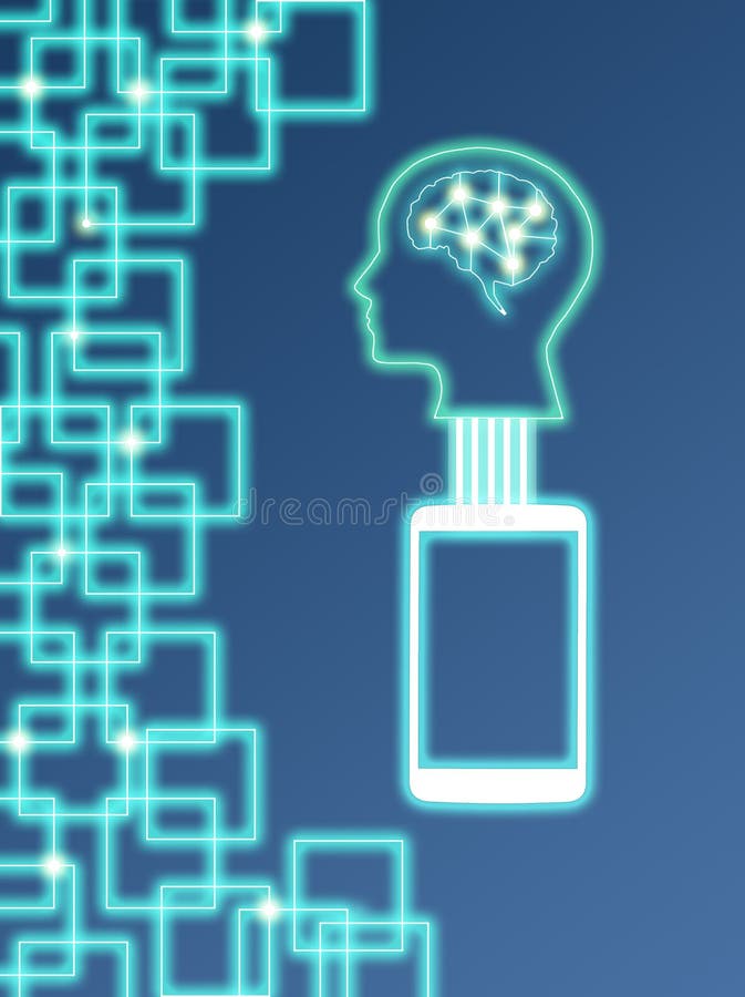 Mobile Phone with Head Hologram, Artificial Intelligence Stock ... Mobile Phone with Head Hologram, Artificial Intelligence Stock ...