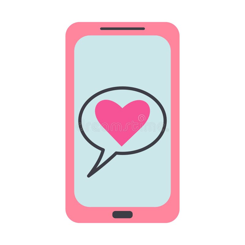 Mobile Phone with Heart on the Screen. Sending Love Message Concept ...