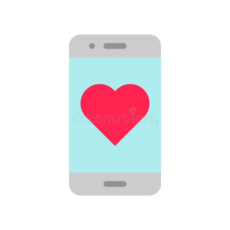 Mobile Phone with Heart Vector, Social Media Flat Style Icon Stock ...
