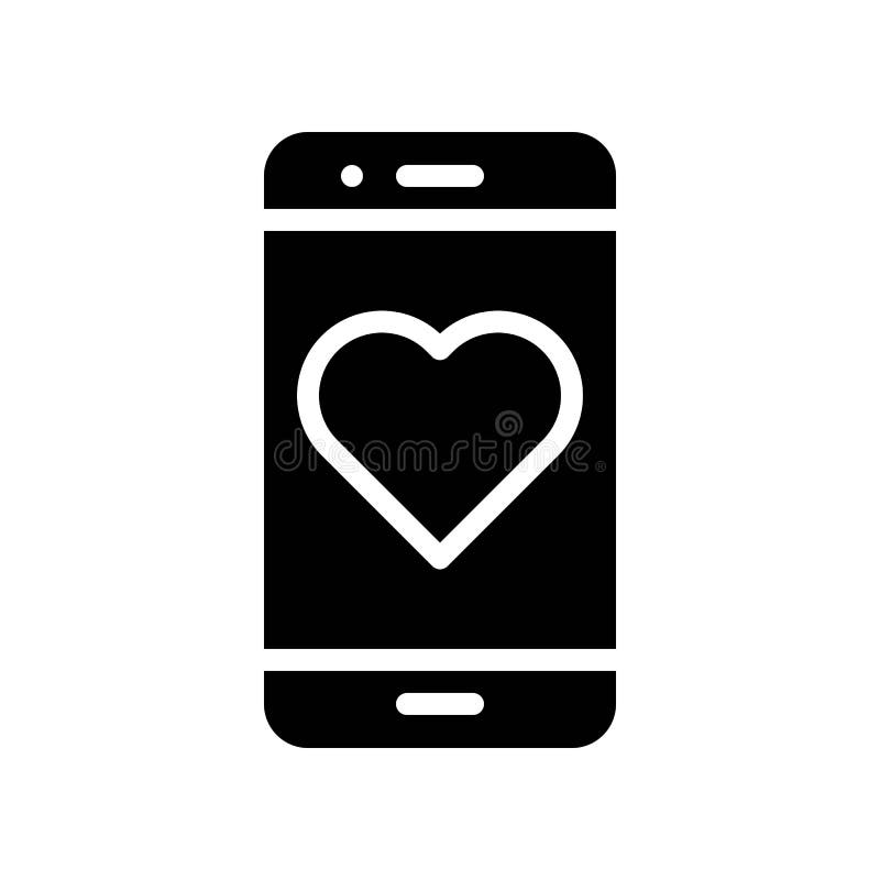 Mobile Phone with Heart Vector, Social Media Solid Style Icon Stock ...
