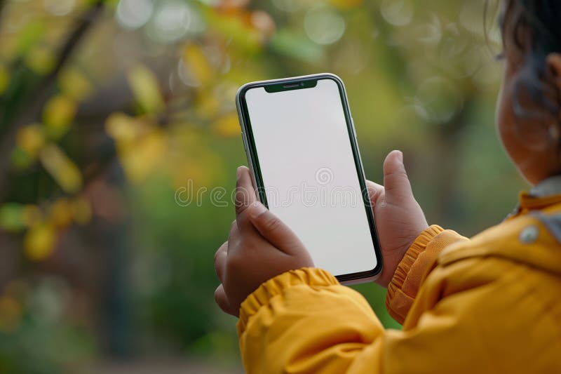 A Mobile Phone Held in Childâ€™s Hand, with the Screen Facing the ...