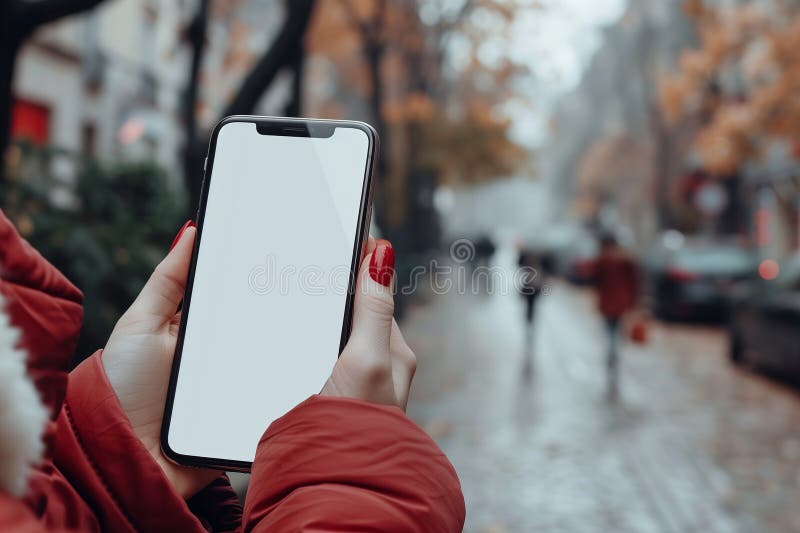 A Mobile Phone Held in Womanâ€™s Hand, with the Screen Facing the ...