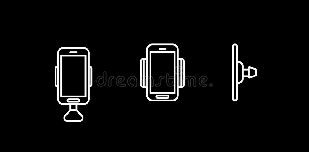 Mobile Phone Holder Icons Set. Vector Stock Vector - Illustration of ...