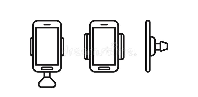 Mobile Phone Holder Icons Set. Vector Stock Vector - Illustration of ...