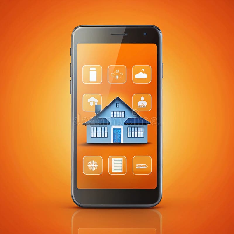 Mobile Phone with Home Automation Controls Stock Illustration ...