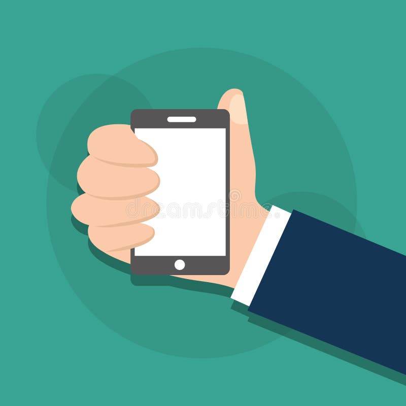 Mobile phone in human hand stock vector. Illustration of screen - 110061513