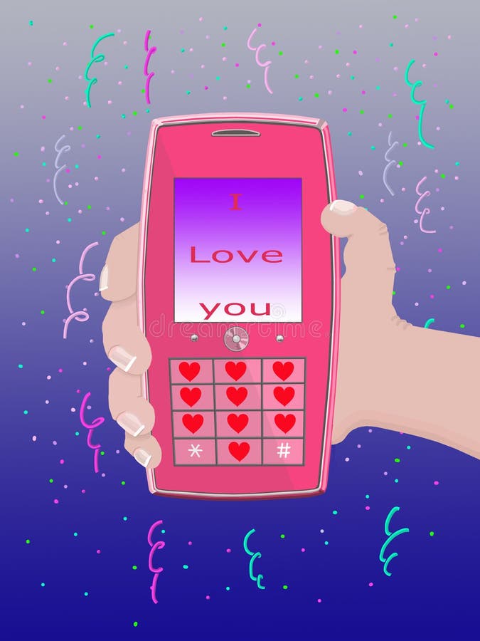 Mobile Phone â€œ I Love You â€ Stock Illustration - Illustration of ...