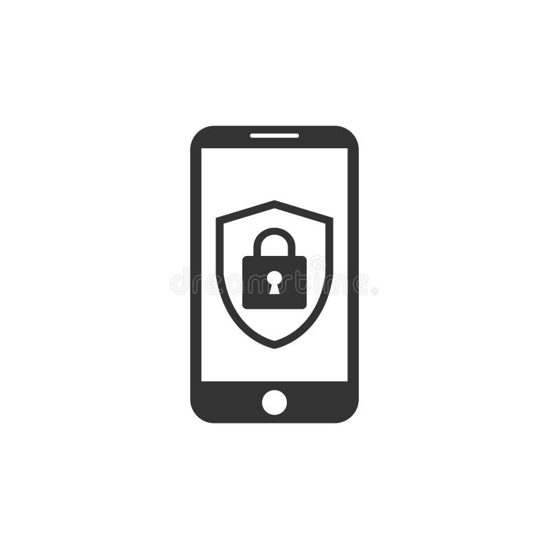Mobile Phone Icon, Data Protection Sign, Lock with Shield. Vector ...