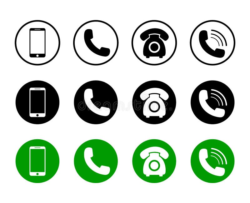 Mobile Phone Icon on Isolated Background.Set of Call Icon and Telephone ...