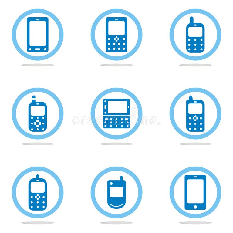 Mobile phone icon set stock vector. Illustration of business - 18359394