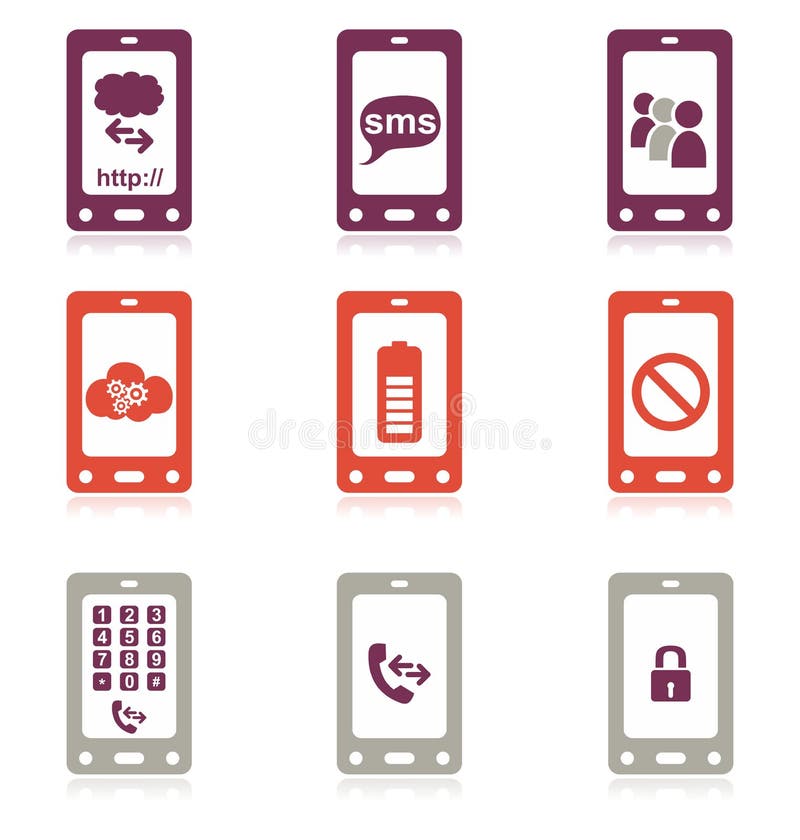 Mobile phone icon set stock vector. Illustration of dial - 24977665