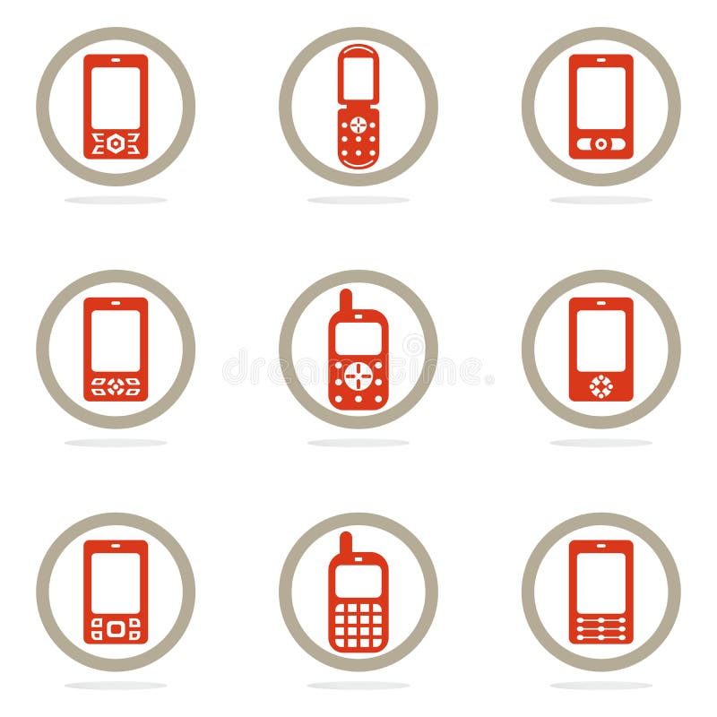 Mobile phone icon set stock vector. Illustration of dial - 24977665