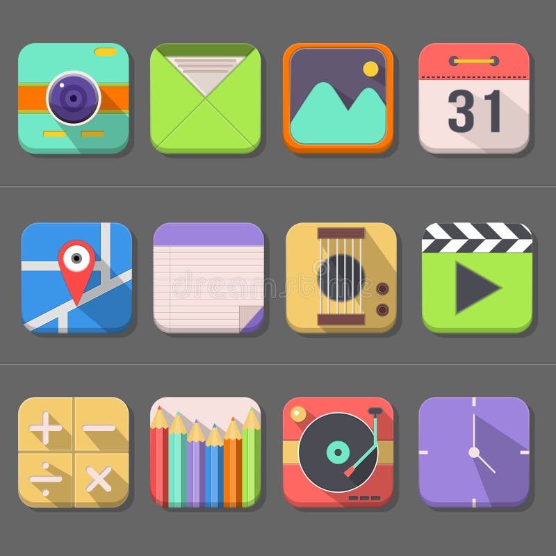 Mobile Phone Icon Set stock illustration. Illustration of graphic ...