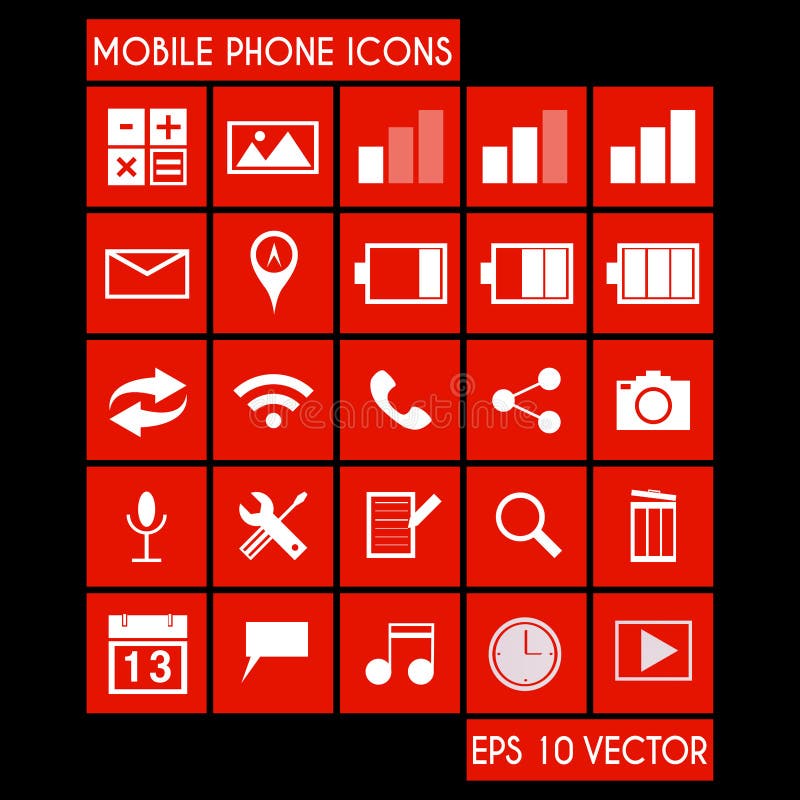 Mobile Phone Icon Set stock vector. Illustration of collection - 38912816
