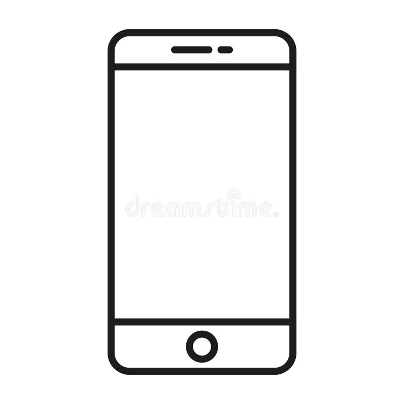 Mobile Phone Icon. Smartphone Outline Drawing. Simple Handheld Device ...