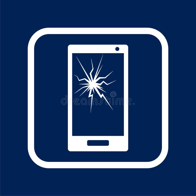 Mobile Phone Icon with Smashed Screen - Illustration Stock Vector ...
